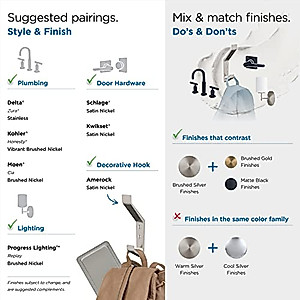 Amerock H37003G10 | Emerge Double Prong Decorative Wall Hook | Satin Nickel Hook for Coats, Hats, Backpacks, Bags | Hooks for Bathroom, Bedroom, Closet, Entryway, Laundry Room, Office