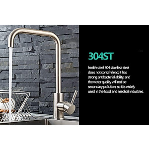 Faucet Bathroom Kitchen Brushed Nickel Stainless Steel Lead-Free,Bar Sink Faucet Tap Small Mini Kitchen Bath Faucet Farmhouse Vanity Sink Lavatory,External Welding (Size : Inner Welding)