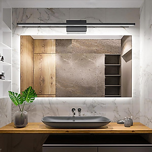 VOLISUN 48 inch Vanity Light for Bathroom, 30W Dimmable 5CCT Bathroom Light Fixture Over Mirror, Black Bathroom Vanity Light, LED Vanity Light Bar -ETL Certificated