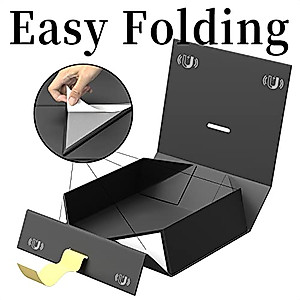 Black Gift Box with Lid, 9x7x4'' Gift Boxes for Presents with Ribbon and Greeting Card Magnetic Closure, Groomsman Proposal Box for Wedding,Birthday,Anniversary,Christmas Gift Luxury Wrap