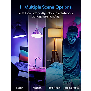 meross Smart Light Bulb, BR30 Flood WiFi LED Bulbs Compatible with Apple HomeKit, Alexa, Google Assistant & SmartThings, Dimmable E26 Multicolor 2700K-6500K RGBCW, 1300 Lumens 100W Equivalent, 1 Pack