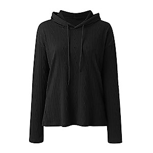 Keepfit hood scoop kit Fleece Hoodies Womens Oversized Sweatshirts Long Sleeve Shirts Hooded Sweatshirt with Pocket Fall Pullover Clothes Black
