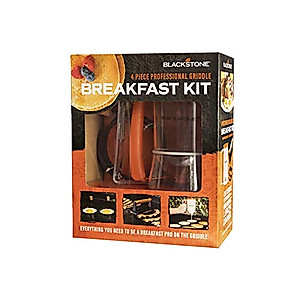 Blackstone 1543 Griddle Breakfast Kit 4 Piece Set Include Batter Dispenser, Bacon Press, Two Egg/Pancake Rings with Handle-Best Indoor-Outdoor Cooking Accessory, Multiple