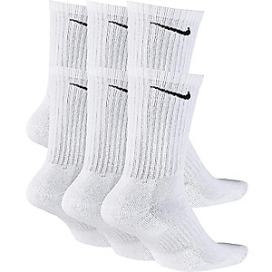 Nike Men's Dri-Fit Everyday Cushioned Crew Socks | Cotton (Everyday, White, Large, 6 Pairs)