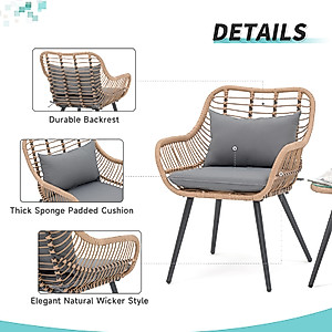 Verano Garden Set of 2 Patio Dining Chairs, Outdoor Wicker Seating Set with Soft Cushion for Indoor & Outdoor Use, Modern Wicker Dining Chairs for Backyard