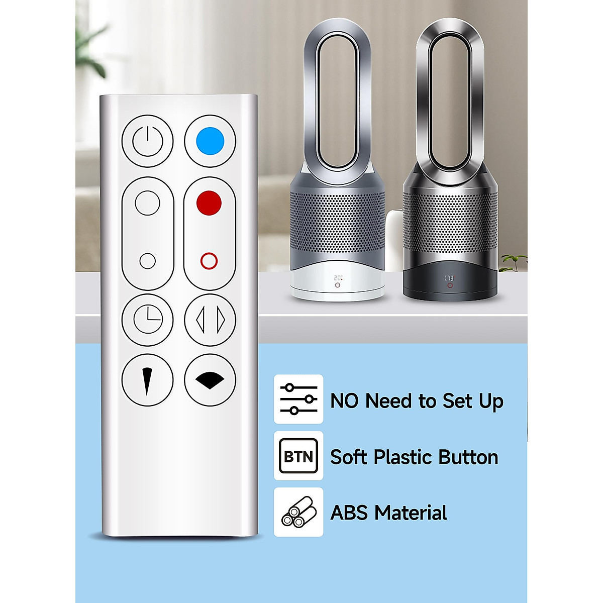 New Replacement Remote Control for Dyson Pure Hot+Cool Fan Purifying Heater HP00 HP01, Part NO.967197-13 (Sliver)