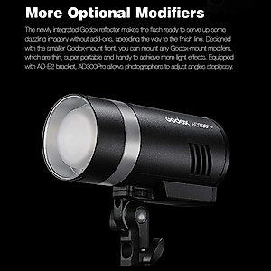 Godox AD300Pro AD300 Pro Strobe Light, 300W 2.4G TTL Flash Strobe Monolight, 1/8000 HSS, 0.01-1.8S Recycle Time, 300 Full Power Pops, 5600±100K, 12W Brightness Adjustable Bi-Color Modeling Led