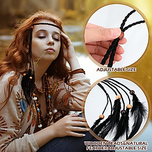 Geyoga 6 Pcs Feather Headband Feather Hair Clip Set Boho Hair Extensions with Feather Clip Comb Hippie Headpiece for Women(Simple Style)