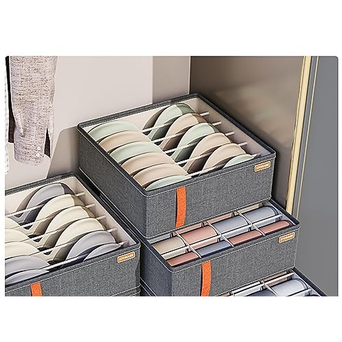 hebje Underwear Storage Box for Socks Panty Storage Drawer Compartment Multifunctional Household Wardrobe Sorting Box