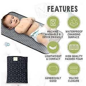 KeaBabies Portable Diaper Changing Pad and Baby Diaper Caddy Organizer - Waterproof Foldable Baby Changing Mat - Large Baby Organizer - Travel Diaper Change Mat - Diaper Organizer for Changing Table