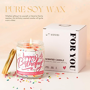 AOOVOO Birthday Candle, 9oz Pure Soy Wax, Vanilla/Cream/Cake Scent, Handmade, Long Burning, for Women, Men, Friend
