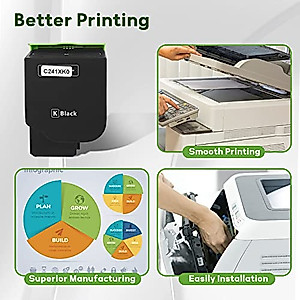 C241XK0 Black Extra High Yield Toner Cartridge 6500 Yield Black Compatible with lexmark C241XK0 Toner Cartridge Compatible with Lexmark C2425 C2535 MC2425 MC2535 MC2640 Printer 6500 Yield Black