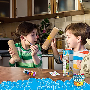 PICK A TOY DIY Rain Stick Musical Instrument with Paint, Paintbrush & Stickers, Fun Arts and Crafts Kit for Kids, Teens, and Adults, Natural Bamboo Wood, Crafting Gift Idea