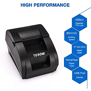 TEROW Printer T5890K USB Thermal Receipt Printer 58MM POS Portable Label Printer with High Speed Printing Mini Small Pos Receipt Printer for Restaurant/Sales/Kitchen Support Windows 7/8/9X/10/XP