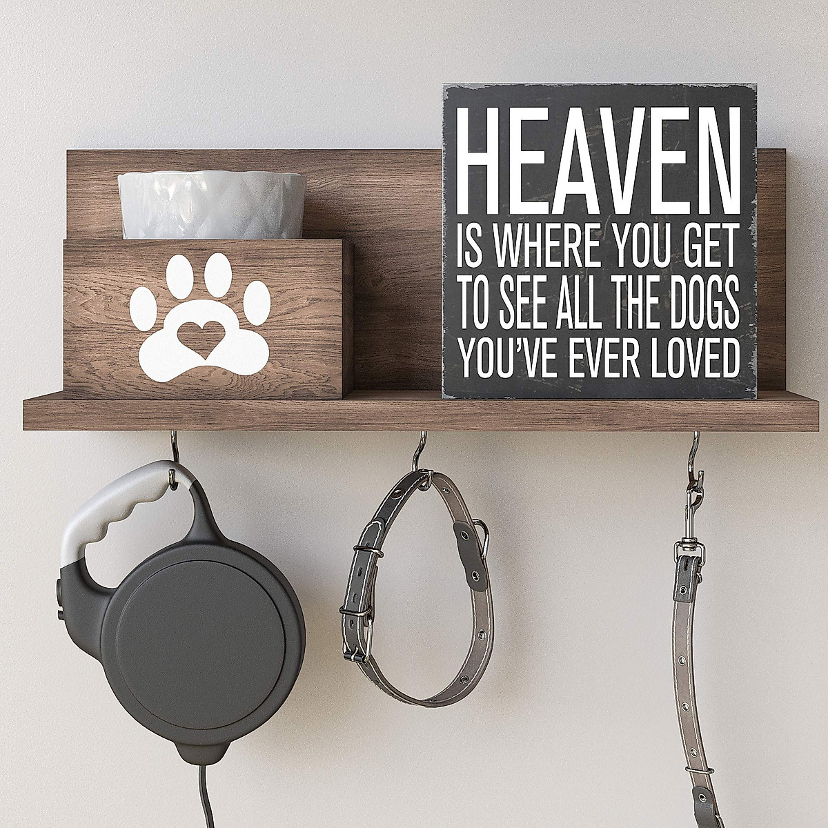 Barnyard Designs Wooden Box Sign Motivational Desk Decor, Primitive Decor Office Desk Decorations for Women Office or Bathroom Shelf Inspirational, Spiritual (Heaven is Where)