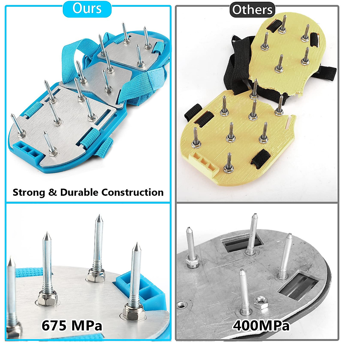 Opmeiro Lawn Aerator Shoes - Fully Assembled Soil Aeration Shoe Pair - Yard Aerator Tool for Aerating Patio Garden Grass Lawn