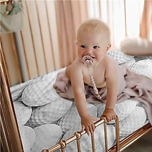 LCGGDB Sports Fitted Crib Sheet,Pile of Realistic Golf Balls Decorative Breathable Cozy Baby Sheet Portable Crib Mattress Topper for Baby Boys Girls,Ultra Soft Jersey,Full Standard,28" x 52"