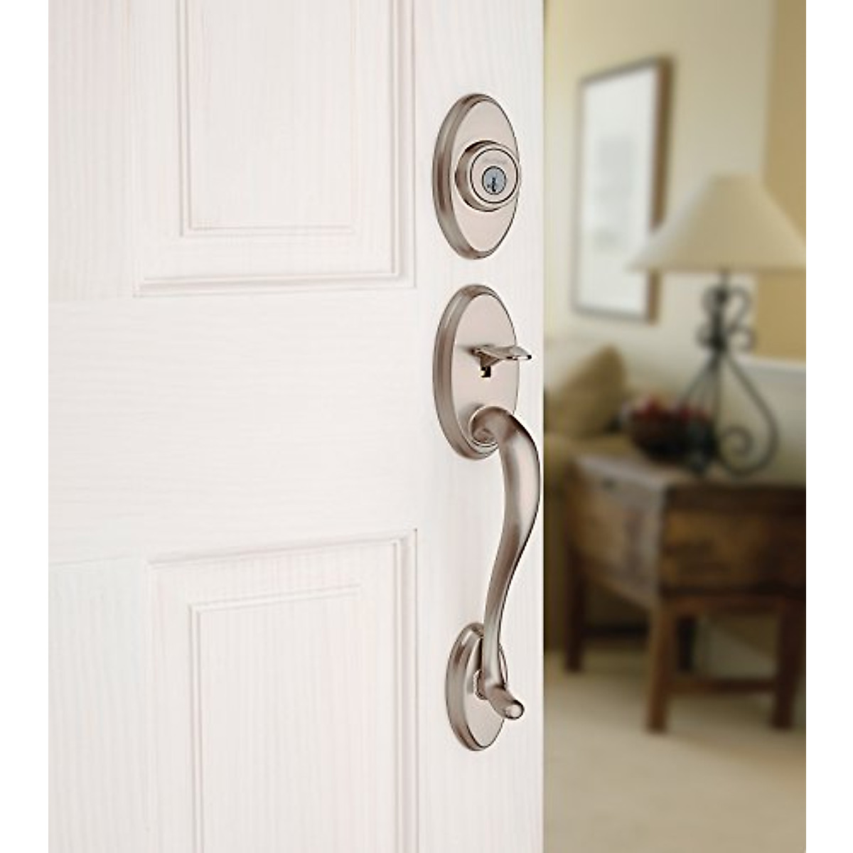 Kwikset 98001-107 Shelboure Handleset, Satin Nickel