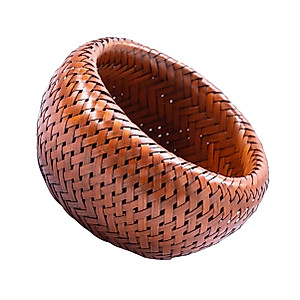 CIYODO 1pc Container Serving Wood Dining Handwoven Kitchen Bread Baskets Dishes Bowl Wooden Sundries Farmhouse Wicker for Bathroom Fruit Decorative Decoration Retro Household Xxcm