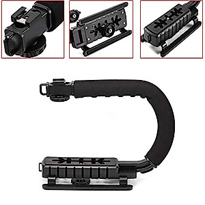 Stabilizers Video Action Stabilizing Handle Grip, C/U Shape Bracket Grip Portable Video Handheld Camera Stabilizer with Removable Hot Shoe