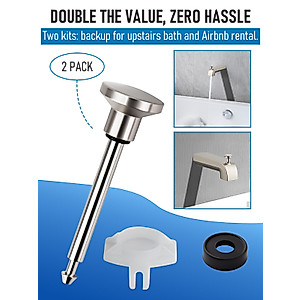 KootesDay 2-Pack Universal Tub Spout Diverter Repair Kit - Fix Leaky Bathtub Faucet in 3 Min with Valve Stems, Cup Seals & Gates, Leak-Proof Bathtub Faucets Repair Replacement Parts (Brushed Nickel)