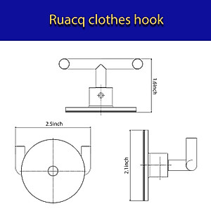 Ruacq Adhesive Double Towel Hook Chrome Round Base Bathroom Robe Self-Adhesive Towel Holder Hand Towel Hanger Stainless Steel and Zinc Alloy Modern Polished Chrome 2 Pack