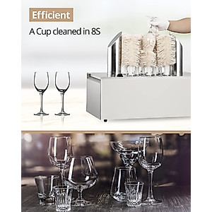 GAOMON Electric Wine Glass Polisher with 5 Pure Cotton Brushes and A High-power Heater, Stainless Steel Commercial Glass Polisher, Suitable for Bars, Kitchens and Restaurants