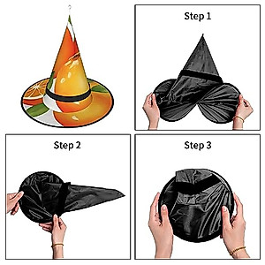 EVANEM Orange Citrus 2 Pcs Halloween Witch Hats With Led Lights Halloween Decorations Hat For Women Glowing Witch Hat