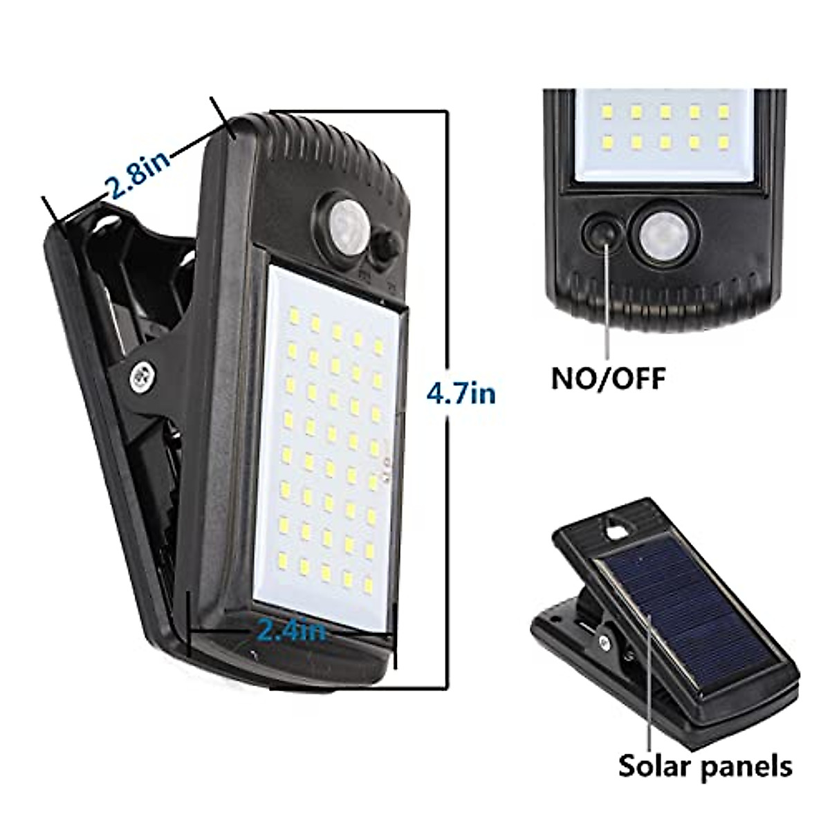 4 Pack Solar Motion Sensor Security Umbrella Light,Clip on Lights Outdoor with 40 LED,2 Modes Wireless Waterproof for Patio Wall Garage Hiking Camp Tent Portable Emergency Lighting