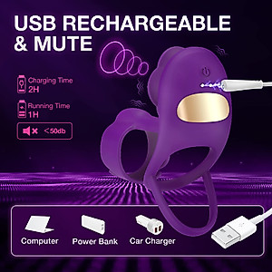 Vibrating Cock Ring Sex Toys for Couples - RIDMII 3 in 1 Vibrating Penis Ring with 10 Vibration, Rose Shaped Female Clitoral Stimulator Vibrators with Remote