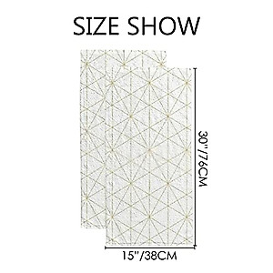 2 Piece Hands Towels for Bathroom and Hotel with Golden Lines Pattern,Single-Sided Pattern Soft Towel Set Highly Absorbent Fingertip Towels