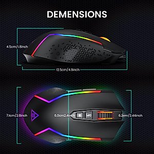 EKSA Gaming Mouse, Computer Mouse with 7 Programmable Buttons, Wired Gaming Mice with Chroma RGB 6 Backlit & Adjustable 8000DPI for Windows PC Gamers
