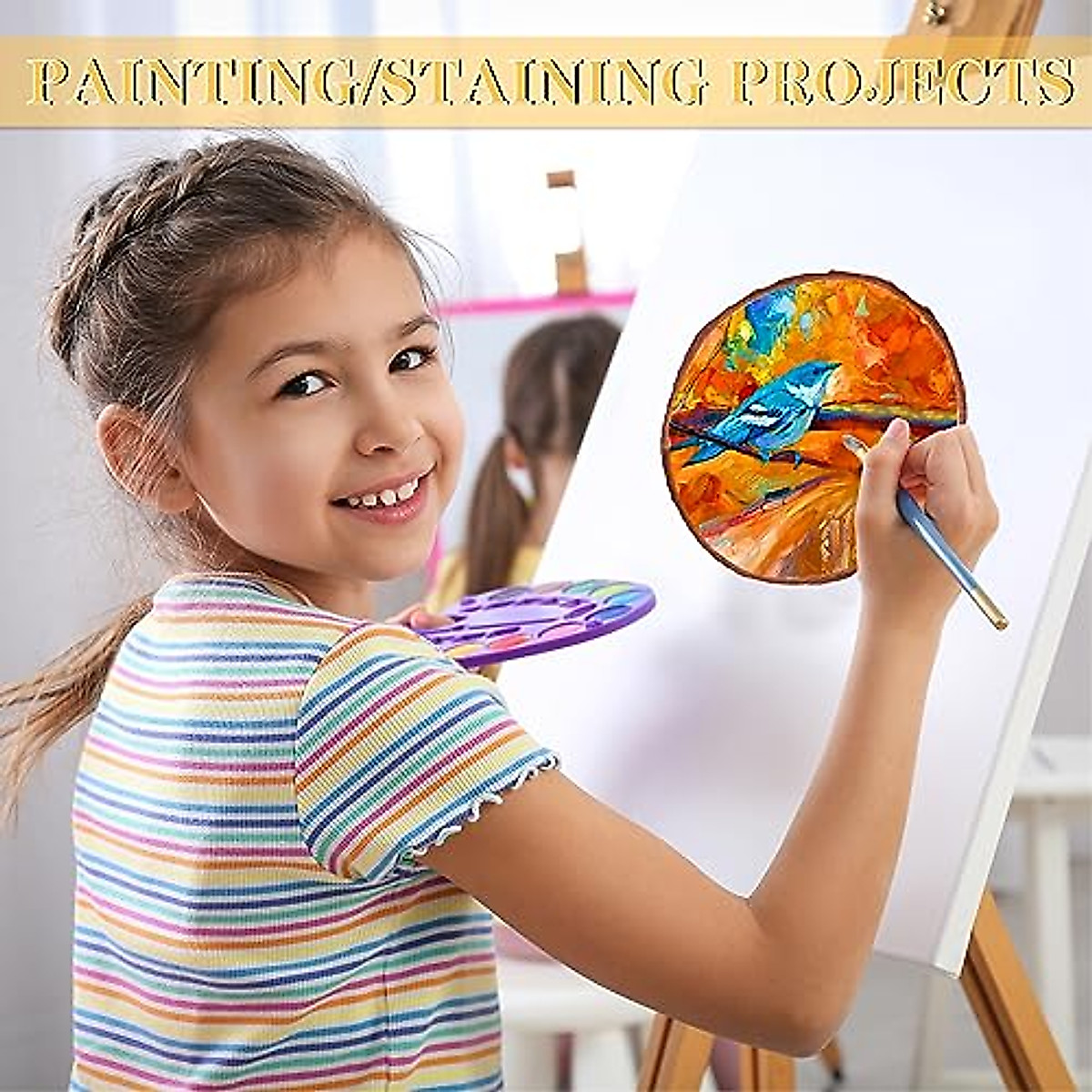 Unfinished Wood Slices, 30Pcs 3.5-4 inch Craft Wood Rounds kit Circles Crafts Christmas Ornaments DIY Crafts with Bark for Crafts Rustic Wedding Decoration