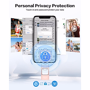 Flash Drive for iPhone 256GB, Photo Stick Thumb Drive USB Stick High Speed Transfer USB Drives External Storage Memory Expansion for iPhone/iPad/PC/Laptop (Pink)