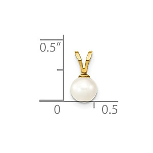 Auriga Fine Jewelry 14k Yellow Gold Round White Cultured Pearl Pendant (L- 9 mm, W- 5 mm) Gift for Women