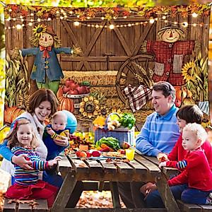 WovWeave Fall Thanksgiving Banner Autumn Party Background Decorations Fall Pumpkin Maple Backdrop for Thanksgiving Harvest Birthday Baby Shower Photo Booth Props Supplies Party, 72.8 x 43.3 Inch