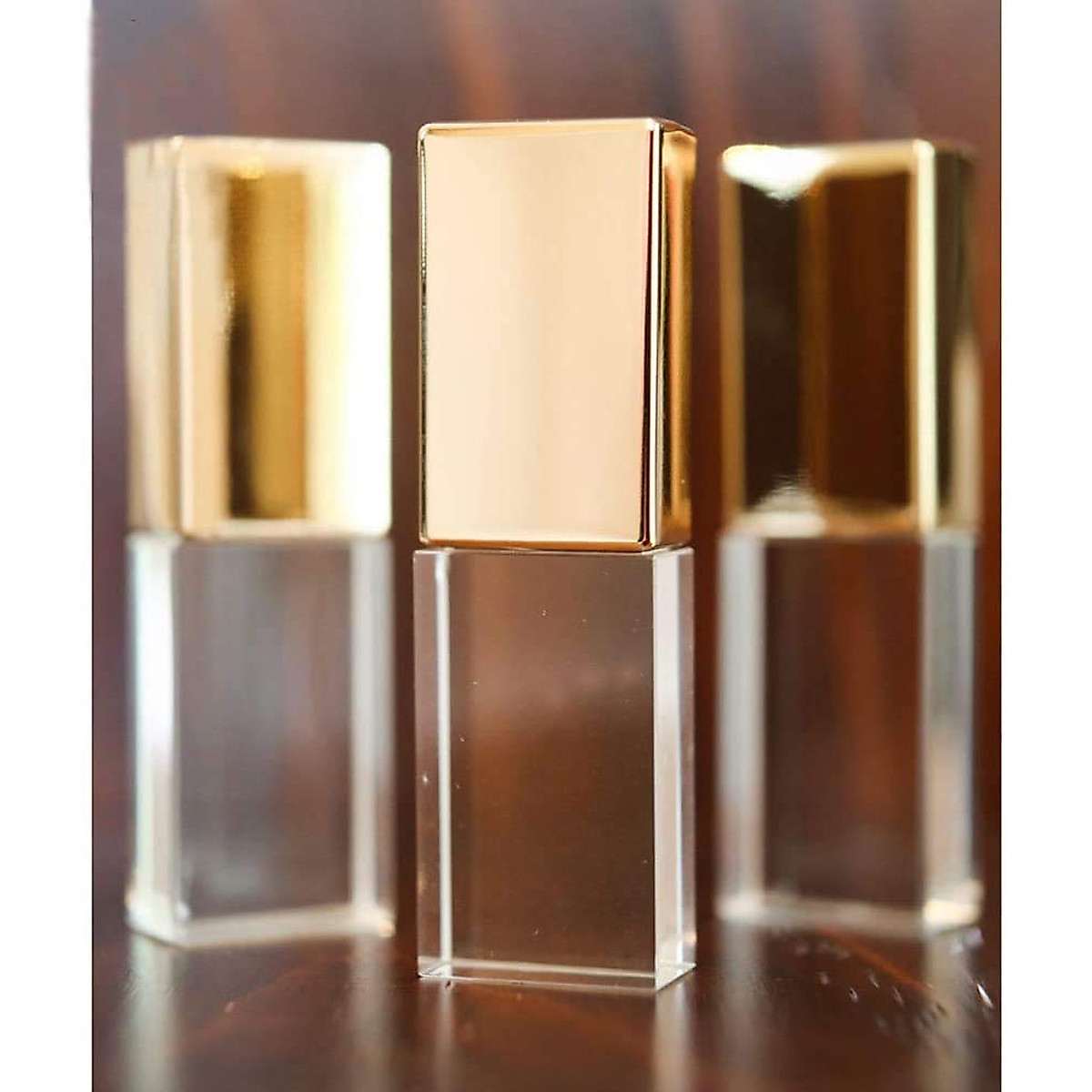 Laak 32GB New Crystal Transparent Rectangle Genuine USB Flash Drive 3.0 Wedding Gift Pendrive (Gold)