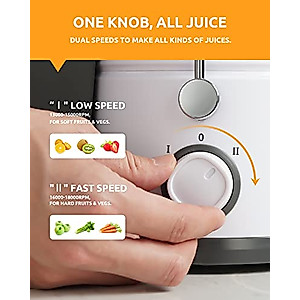 GDOR Juicer with 800W Motor, Juicer Machine with Big Mouth 3” Feed Chute, Dual Speeds Juice Maker for Fruits and Veggies, Anti-Drip Function Centrifugal Juicer, Include Cleaning Brush, BPA-Free, White