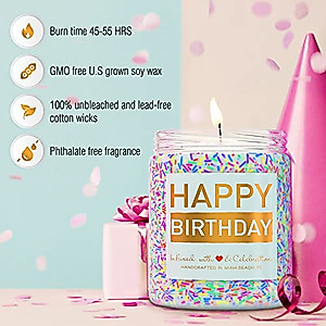 Happy Birthday Candle - Vanilla Birthday Cake Scent with Sprinkles Cute Birthday Gifts for Women Ideas, Made in USA, 9 oz - Cool Unique Bday Gift for Her, Best Friend, Men - Mint Sugar Candle Company