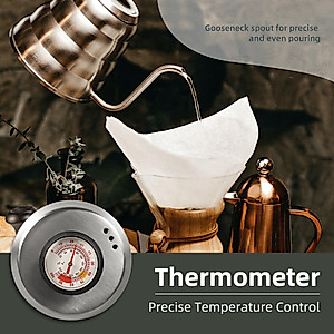 TRINIDa Gooseneck Kettle for Pour Over Coffee and Tea, 26 fl oz with Thermometer, Stainless Steel Triple Layer Bottom, Precision Pour Drip Spout, for all Stove Tops