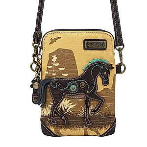 Chala Handbags Safari Horse Cellphone Crossbody Handbag - Convertible Strap Horse Lover