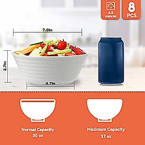 DUOLUV Cereal Bowl, Set of 8 Soup Bowls 36 Ounces Unbreakable Wheat Straw Bowls Microwave Dishwasher Safe Reusable Bowls for Kitchen Cereal Salad Soup Rice Noodle Oatmeal