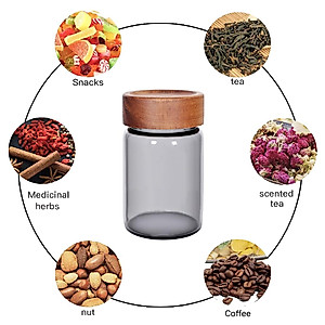 SAIOOL 6 Pcs Small Grey Glass Spice Jars with Label,High Sealing Threaded Mouth, 8.79oz /260ml*6,Empty Cylinder Spices Bottles,Storage Jars with Airtight Screw Lids,Retro Style