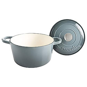 Crock Pot Artisan 5 Quart Enameled Cast Iron Round Dutch Oven, Slate Gray