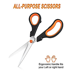 Scissors, All Purpose Thickened Craft Scissor 8.5", Stainless Steel Sharper Comfort Grip Sewing Fabric Scissors for Office School Home Supplies, Right/Left Handed, 3-Pack…