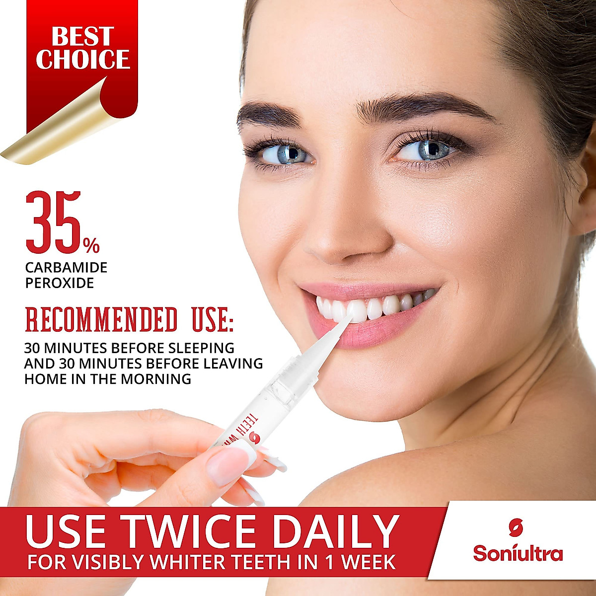 Teeth Whitening Pen 4-Pack, Brighten Your Smile in Just 1 Week with Tooth Whitening Pens – Fast, Gentle, Enamel Safe 35% Carbamide Peroxide Whitening Gel for White Teeth in Mess Free Applicator Pens