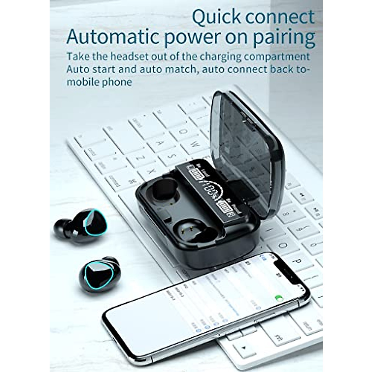 M10 TWS Wireless in-Ear Headphone Earphone Sports Waterproof Touch Headset with LED Display