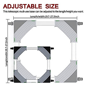 Fridge Stand Mobile Base with 4 Locking Wheels and 4 Strong Feet, 19.7”-27.5” Adjustable Furniture Dolly for Washer Dryer Washing Machine Stand Pedestal, Refrigerator Stand(KBN-10GRAY)