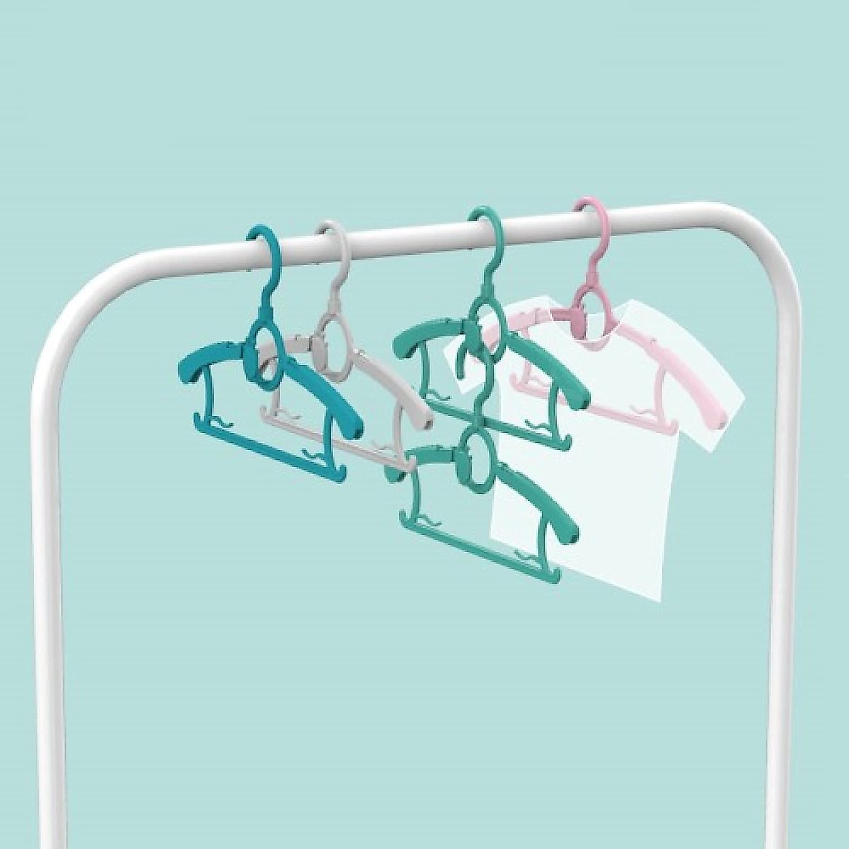 Adjustable Baby Hangers, Plastic Non-Slip Stackable Baby Hanger, Durable & Great as Newborn Kid Child Children Toddler or Infant Clothes Racks for Nursery Closet Wardrobe Pack of 20 (Mint Blue)