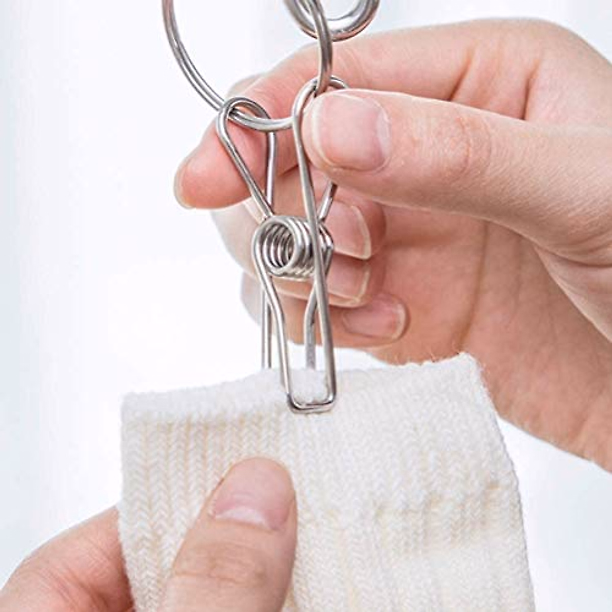 CenYouful Stainless Steel Round Hanging Drying Rack with 20 Clips for Drying Socks, Baby Clothes, Bras, Towel, Underwear, Hat, Scarf, Pants, Gloves